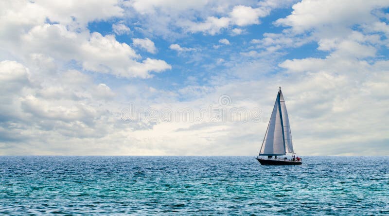 Sailboat on Light Blue Water Off Florida Gulf Stock Image - Image of ...