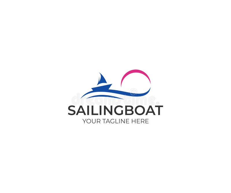 Sailboat Logo Template. Sunset and Waves Vector Design Stock Vector ...