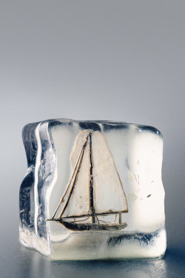 Sailboat Model Fronen in an Ice Cube Stock Photo - Image of inside ...