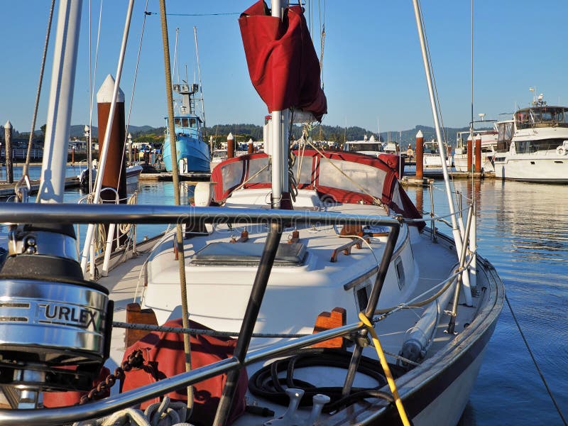 Sailboat Moored Florence Oregon Harbor on the Siuslaw River Editorial ...