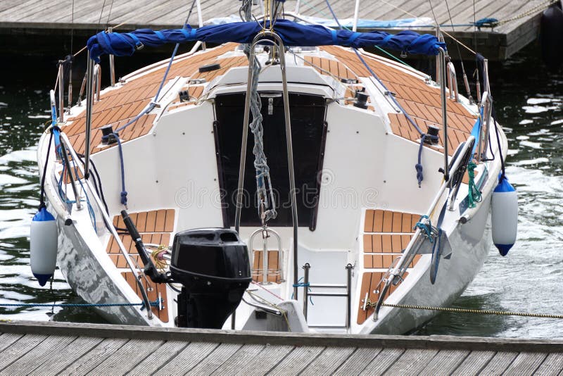 Sailboat Moored in Port - Rear View Editorial Photography - Image of ...
