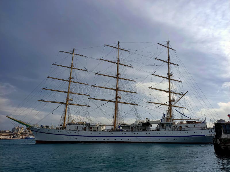 Sailboat, Old Ship with Three Masts Stock Photo - Image of ship, masts ...