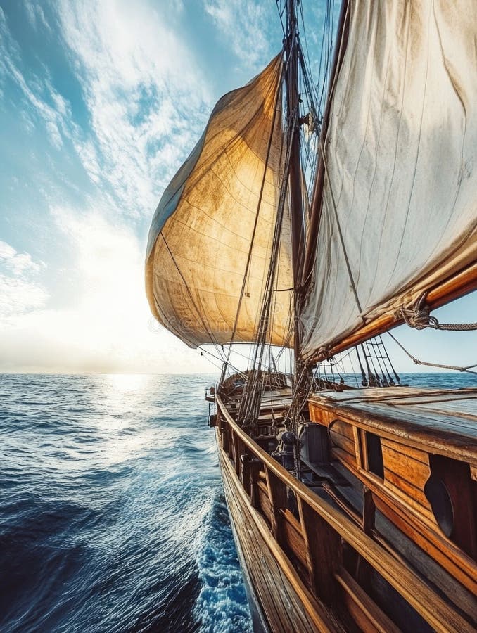 Sailboat in open ocean stock photo. Image of blue, horizon - 376888302