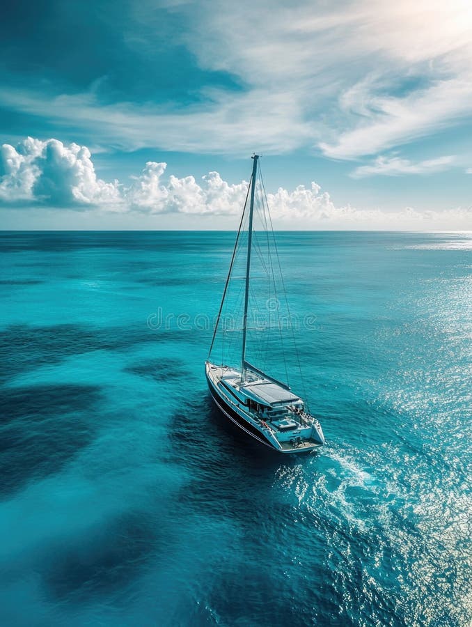 Sailboat in Open Ocean stock image. Image of generated - 379013805