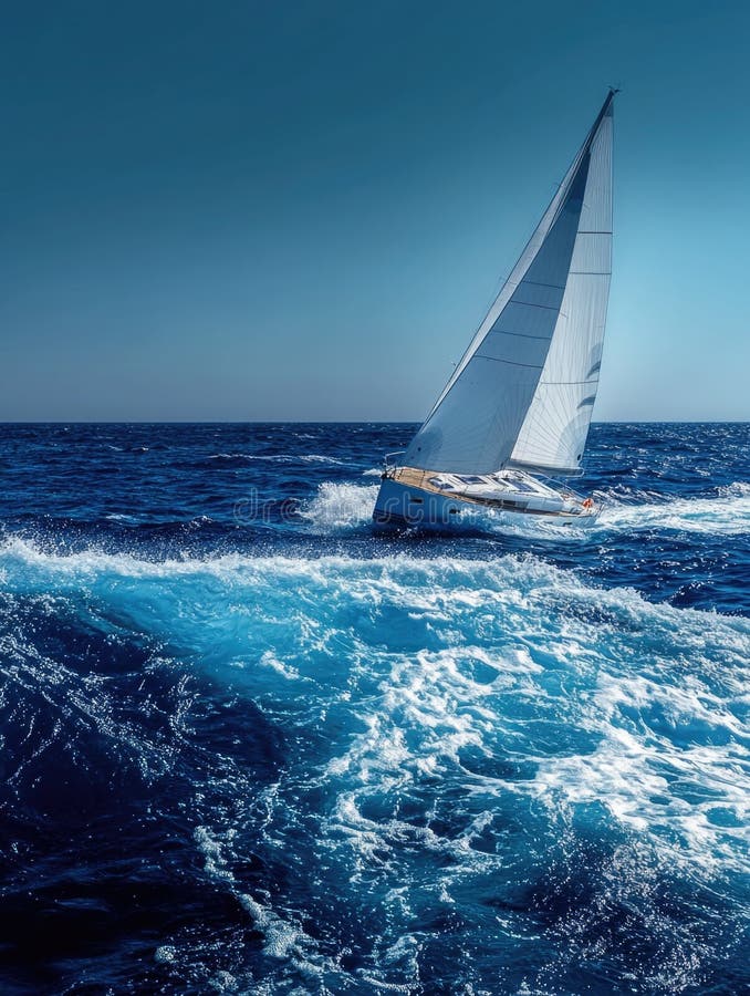 Sailboat in Open Ocean stock image. Image of travel - 373252601
