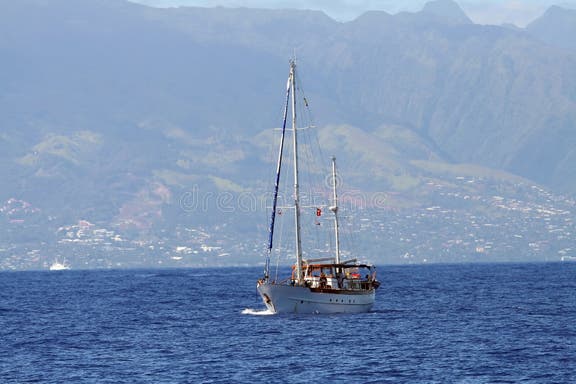 Sailboat powered by engine stock image. Image of trip - 1183765
