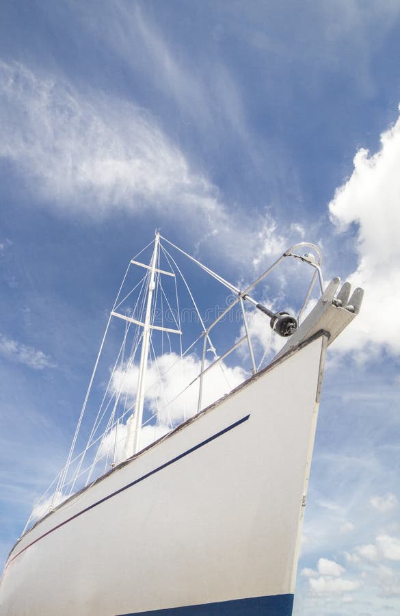 Sailboat Prow. Low Angle Front View Stock Photo - Image of ship, mast ...