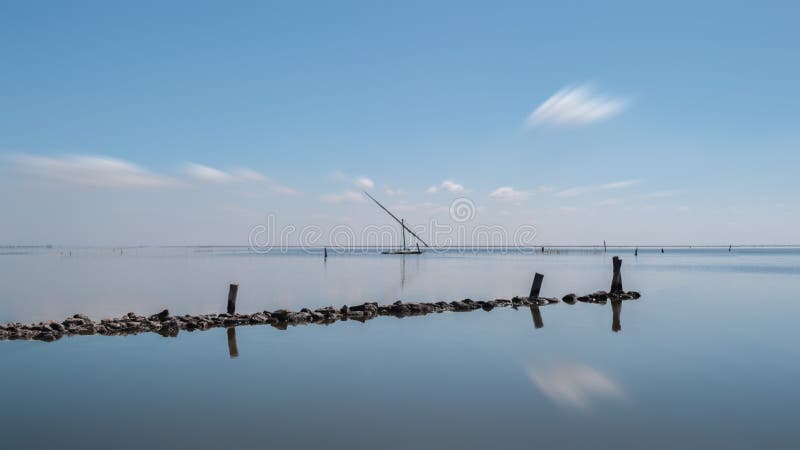 Sailboat Reflection in Burullus Lake Egypt Stock Image - Image of ...