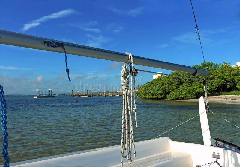 Mooring Ropes on the Sailing Boat Stock Image - Image of mast, rigging ...