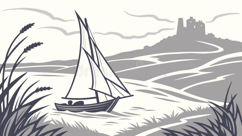 Sailboat in Rough Waves, Ocean Adventure, Vector Design Generative AI ...