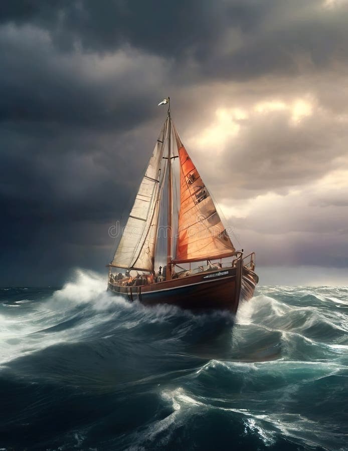 A Sailboat S Struggle through the Storm Stock Photo - Image of mast ...