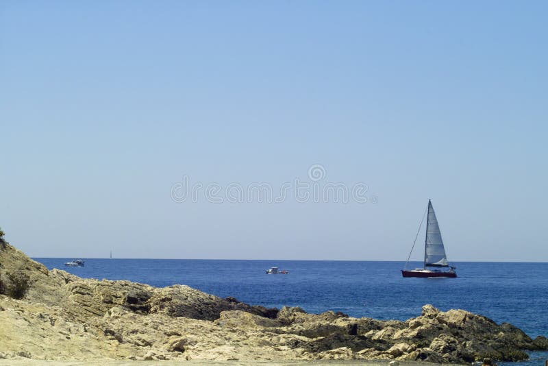 Sailboat Sailing in Adriatic Sea Stock Photo - Image of beauty, clear ...