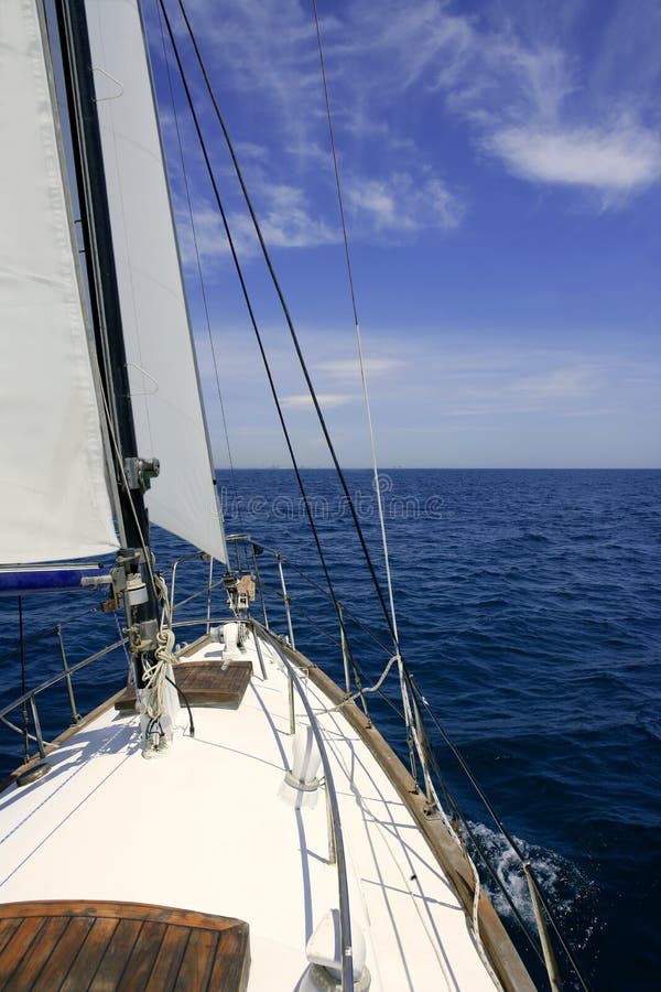 Sailboat Sailing Blue Sea on Sunny Summer Day Stock Photo - Image of ...