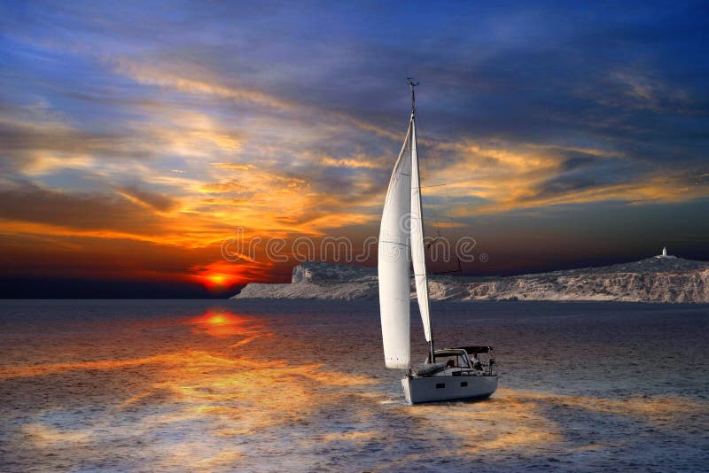 Sailboat Sailing on the Mediterranean Sea Editorial Stock Image - Image ...