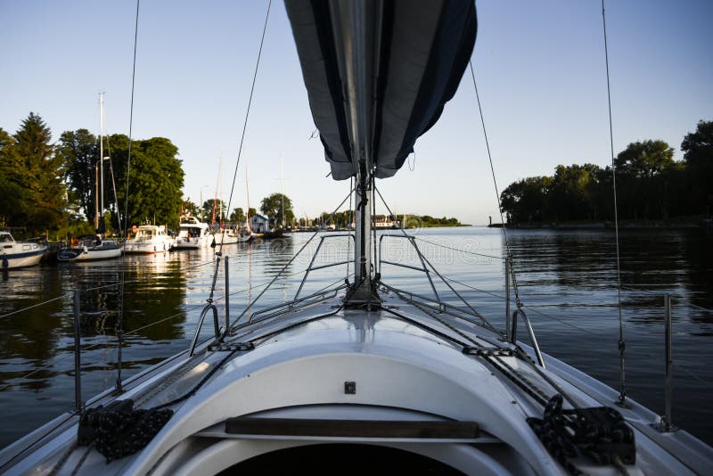 Sailboat Sailing at the River Stock Photo - Image of travel, rigging ...