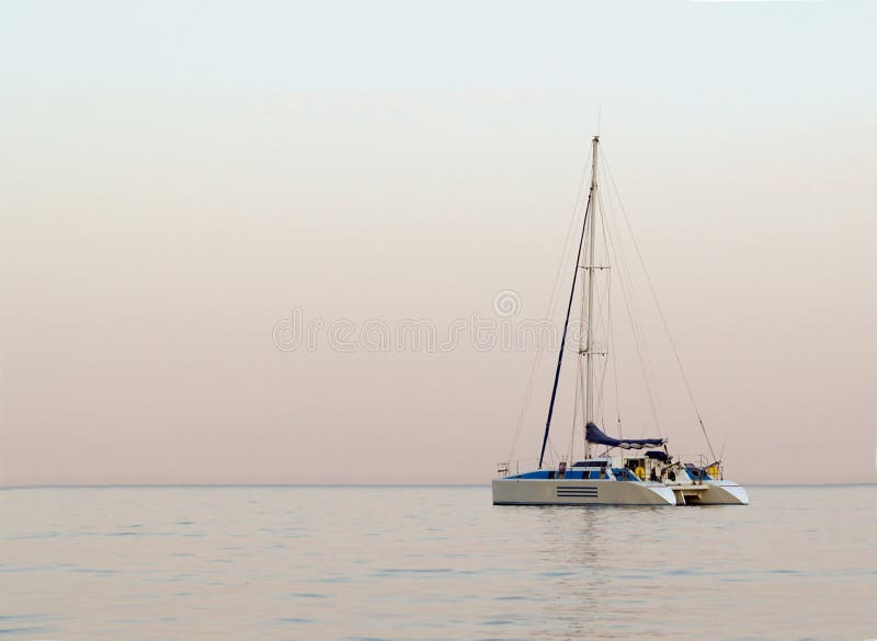 Sailboat in Sailing on Wide Open Sea Stock Photo - Image of summer ...