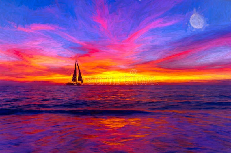 Sailboat and moon stock image. Image of daytime, bright - 39309191