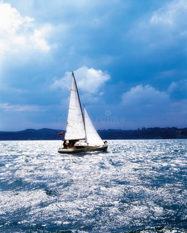 Sailboat in the sea stock photo. Image of landscape, clouds - 17325770