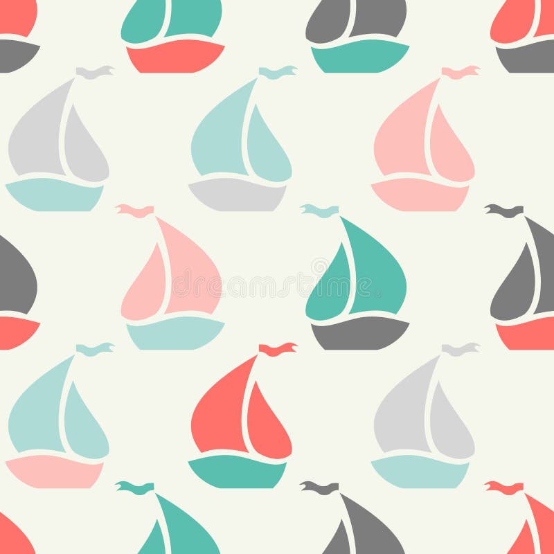 Sailboat Shape Seamless Pattern. Vector Stock Vector - Illustration of ...