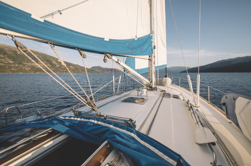 Sailboat Prow. Low Angle Front View Stock Photo - Image of ship, mast ...