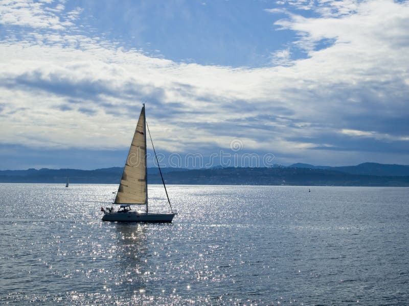 Sailboat in a sunshine stock image. Image of shore, sail - 2736703