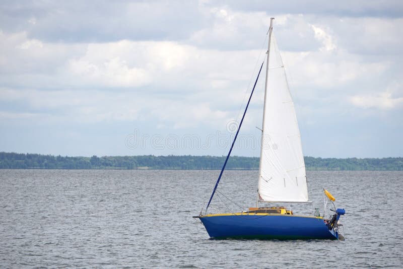 Sailboat Swimming on a Lake - Side View Stock Image - Image of cruise ...