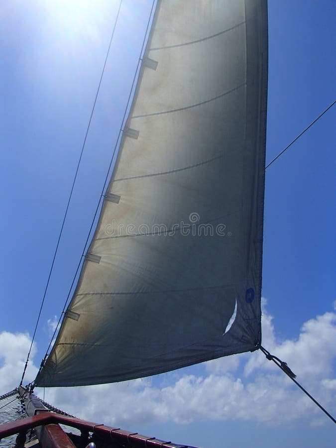Sailboat under sail stock image. Image of partly, sail - 62987711