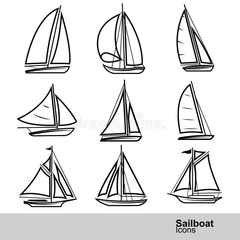 Set of Different Sailing Ships Icon(simple Vector). Stock Vector ...
