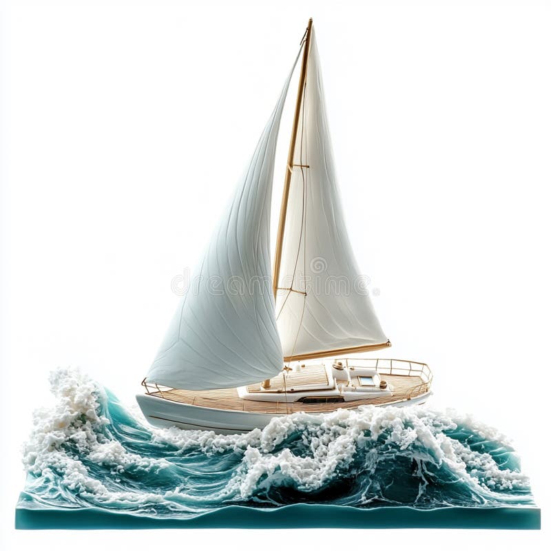 A sailboat on the waves stock illustration. Illustration of sail ...