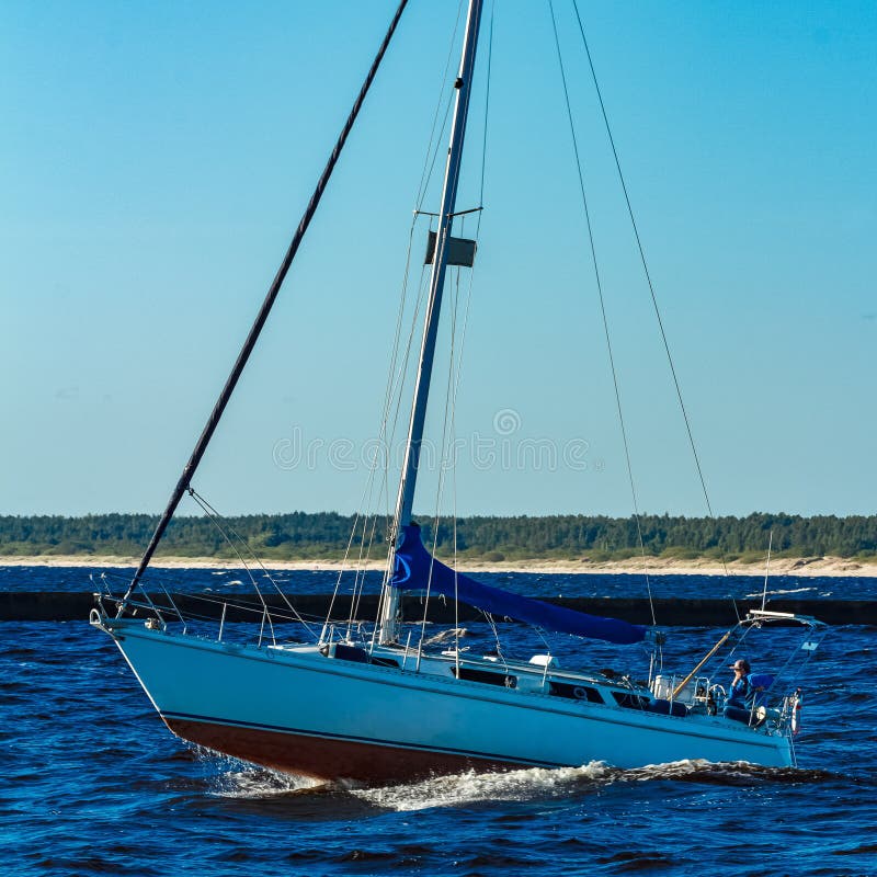 Sailboat on the waves stock image. Image of shipping - 112138849
