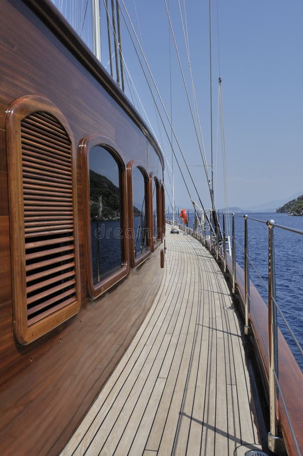 Sailboat wooden deck stock photo. Image of fish, boating - 20767136