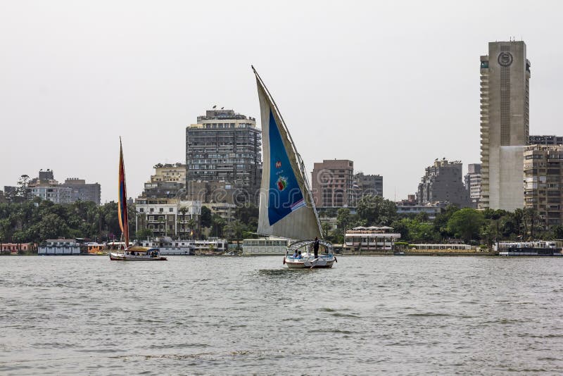 Sailboats on the Nile in Cairo in Egypt Editorial Stock Photo - Image ...