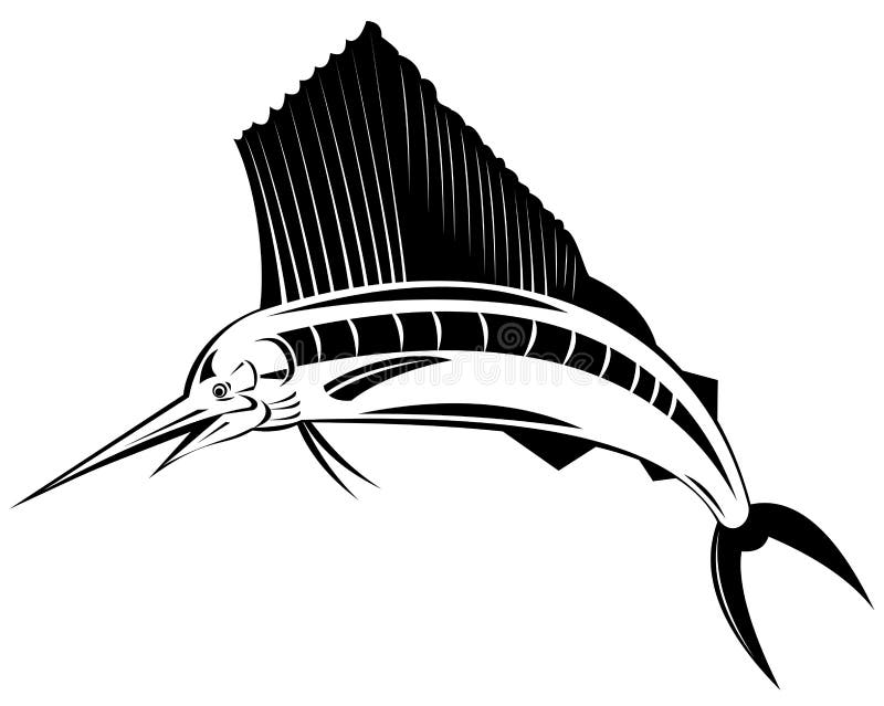 Sailfish jumping line art - savenipod