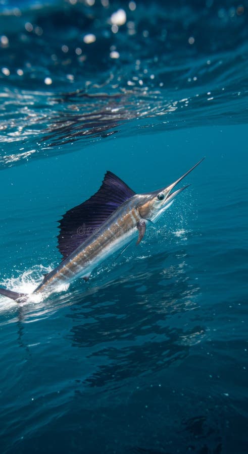Sailfish Leaping from Ocean Water Stock Illustration - Illustration of ...