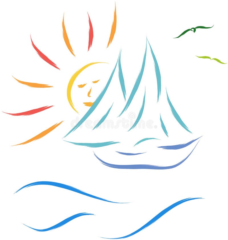 Boat Leaf and Sun Creative Logo Design Stock Vector - Illustration of ...