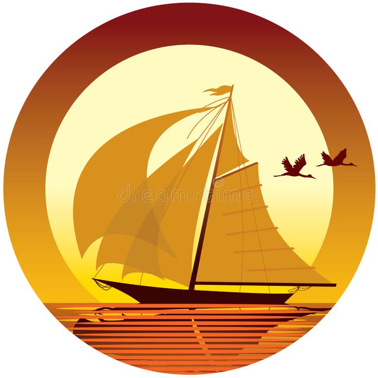 Sailing stock vector. Illustration of sunset, landscape - 2461127