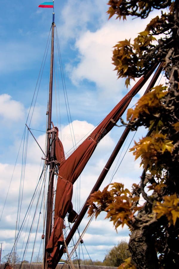 Sailing Barge Sail and Rigging Stock Photo - Image of craft, features ...
