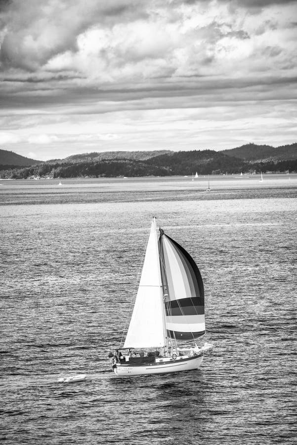 Sailing Boat Along the Coastline of Vancouver Island, Canada Stock ...