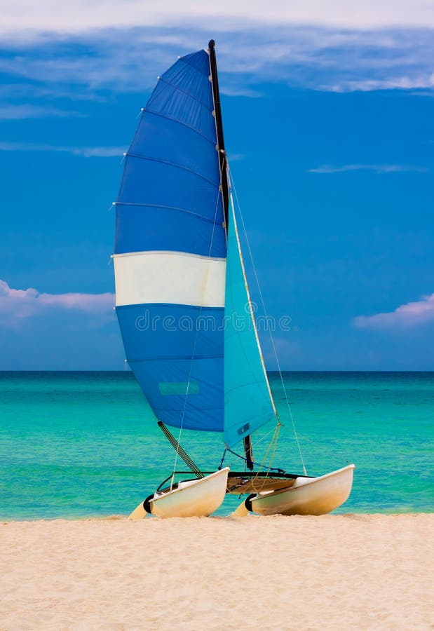Sailing Boat at the Beach in Cuba Stock Image - Image of sail, boat ...