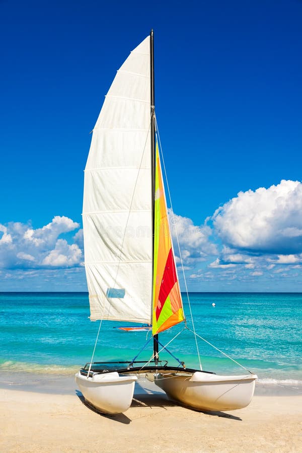 Sailing Boat at a Beach in Cuba Stock Image - Image of beach, sailboat ...