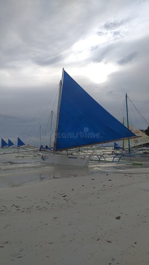 Sailing Boat on the Beach Floating Stock Image - Image of nature ...