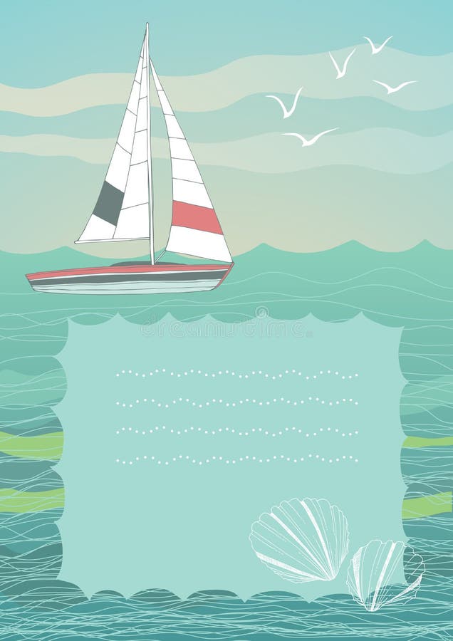 Sailing Boat and Blank stock vector. Illustration of seagull - 32883412