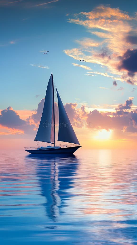 Sailing Boat on Blue Ocean. Stock Image - Image of horizon, freedom ...