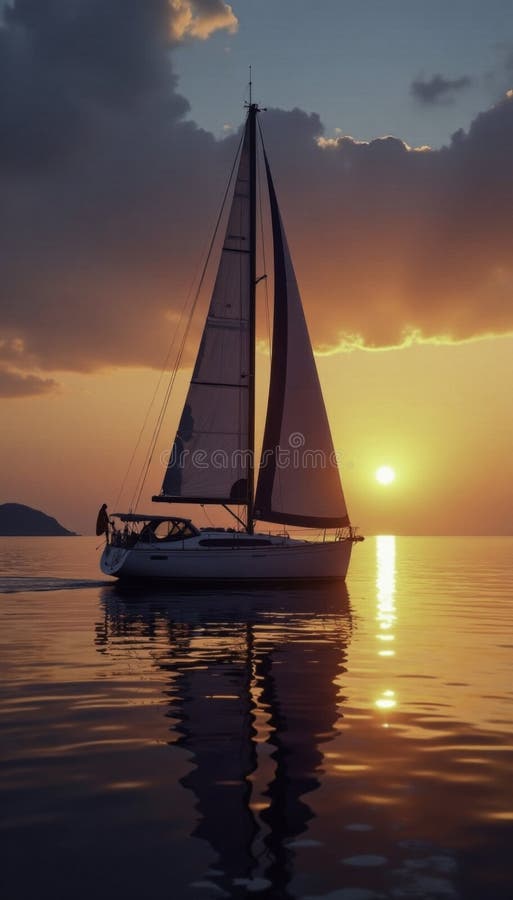 Sailing Boat on Calm Mediterranean Sea at Sunset, Sail, Sunset, Sailing ...