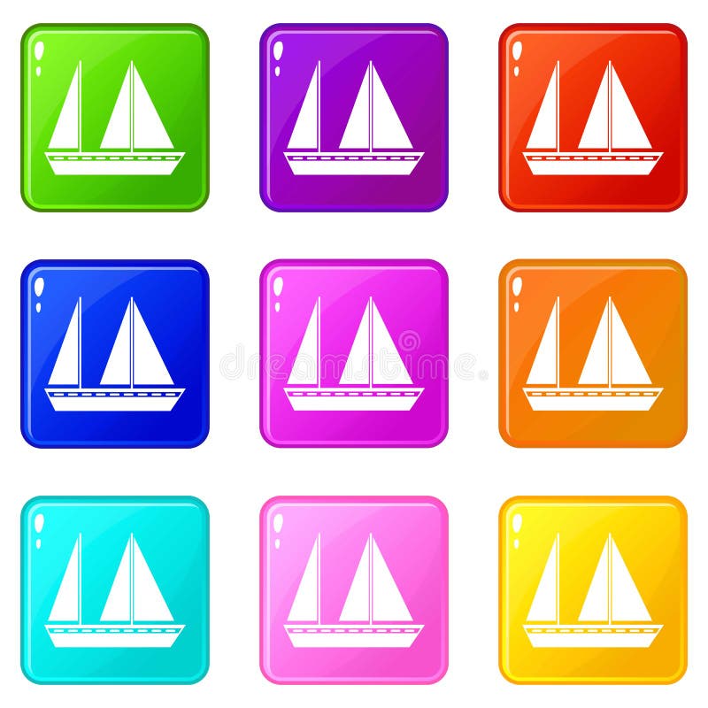 Sailing boat icons 9 set stock vector. Illustration of race - 96084291