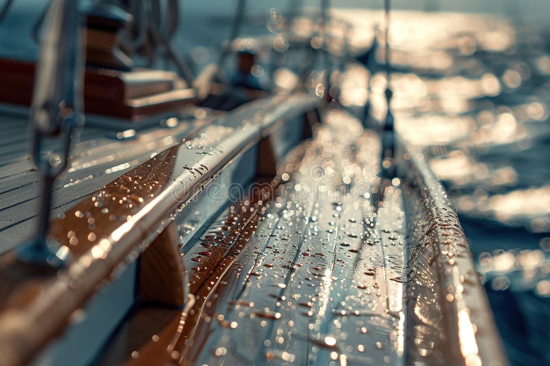 Sailing Boat Sailing in the Ocean. Closeup and Details. Macro ...