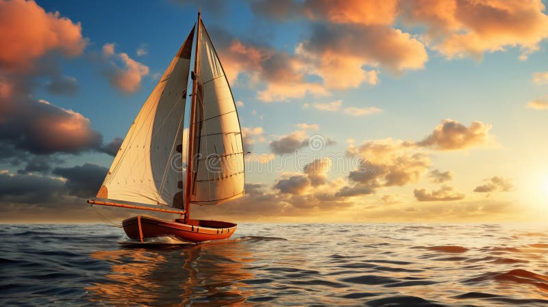 Sailing Boat in the Open Sea. Banner with Place for Text Stock ...
