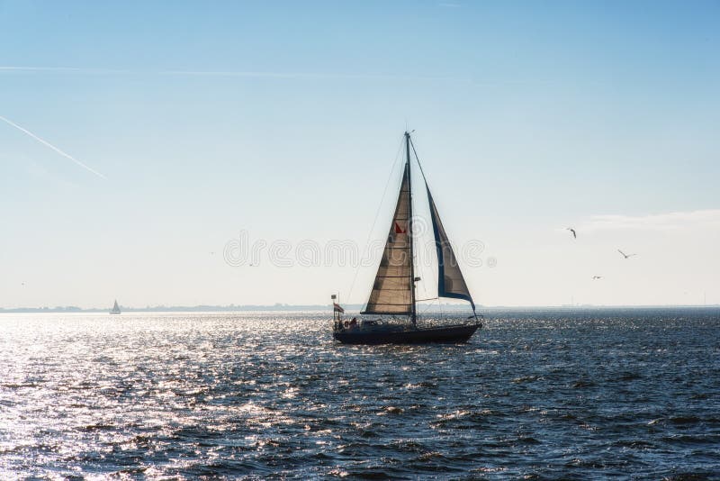 Sailing Boat at an Open Sea Stock Image - Image of ship, ocean: 81910671