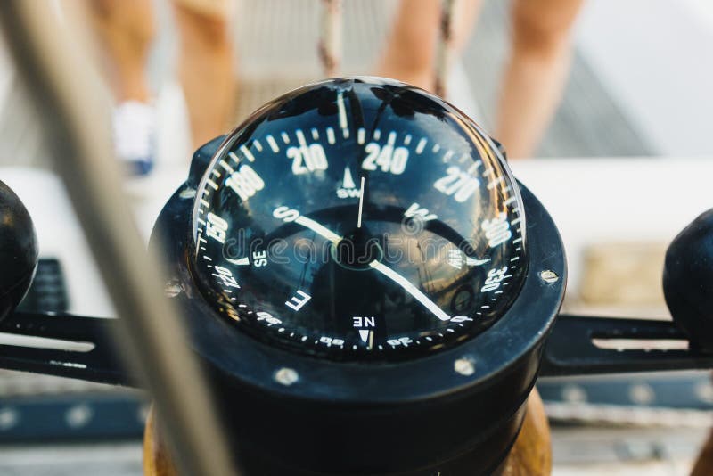 Sailing Boat Pilot Following the Compass Stock Image - Image of sailor ...