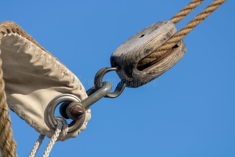 Sailing Boat Pulley and Pulley Stock Photo - Image of travel, rigging ...